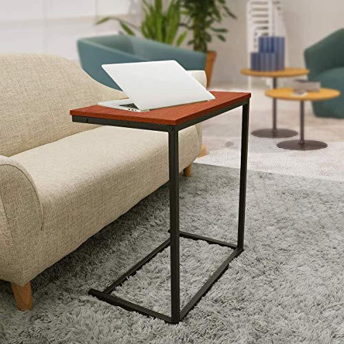 Kerrogee C Shape Sofa Side Table, End Snack Table with Wood Finish and ...