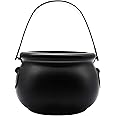 Amazon.com: 8" Plastic Black Cauldron Kettle Halloween Candy Bowl ...