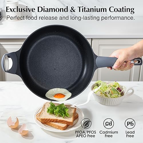 SENSARTE Nonstick Frying Pan, 12 Inch Large Skillet Pan, Induction Cookware, 5Qt Non Stick Saute ...