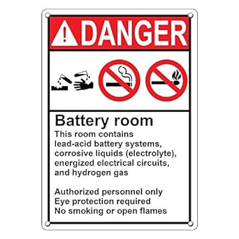 Weatherproof Plastic Vertical ANSI Danger Battery Room Sign with ...