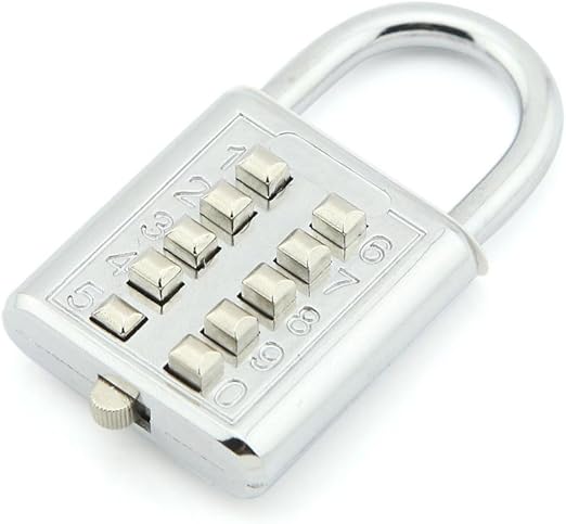 10 Digit Heavy Duty Push Button Fixed Combination Padlock Security Lock ...