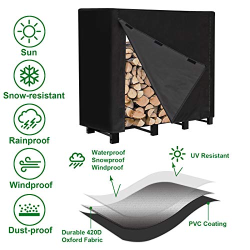 Firewood Rack Cover,4 Feet Log Rack Cover, Heavy Duty 600D Wood Rack ...