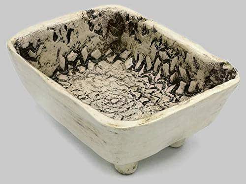 Amazon.com: Unique Square Ceramic Bowl with Feet Handmade for Rustic ...
