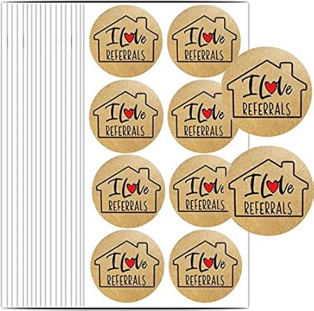 Amazon.com : House Shaped I Love Referrals Sticker 1.5" - Natural Brown ...