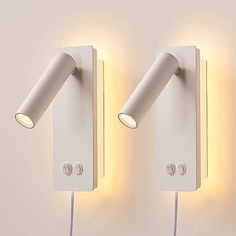 Sconces Wall Lighting Set of 2 Plug in Wall Sconce for Bedroom LED Wall ...