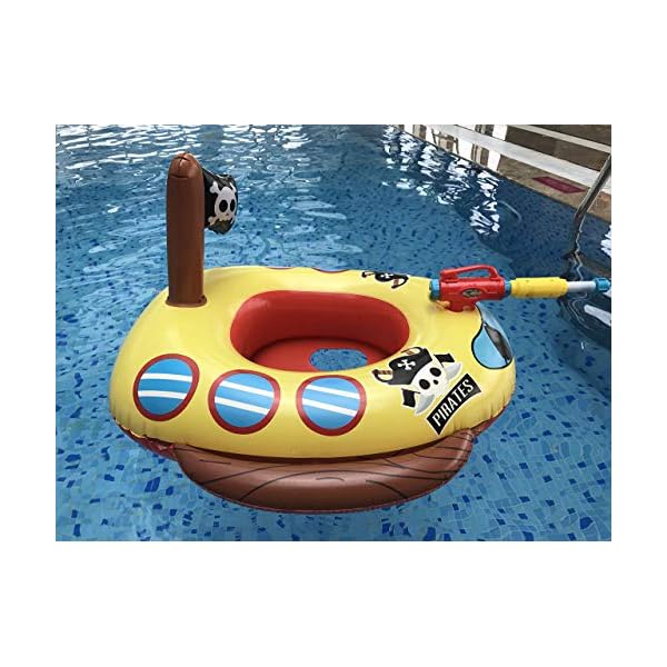 Big Summer Inflatable Pirate Boat Pool Float for Kids with Built-in ...