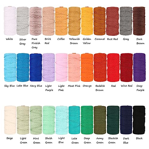 FLIPPED 100% Natural Macrame Cord,3mm x109 Yards Macrame Cords Colored ...