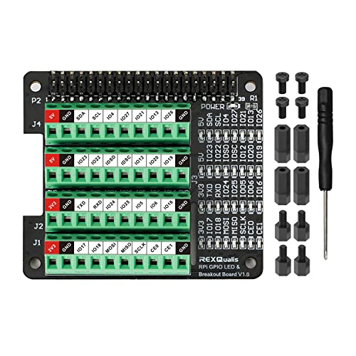 REXQualis RPi GPIO Status LED & Terminal Block Breakout Board HAT for Raspberry Pi A+ 3A+ B+ 2B ...