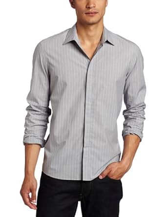 Kenneth Cole New York Men's Covered Placket Stripe Shirt at Amazon Men ...