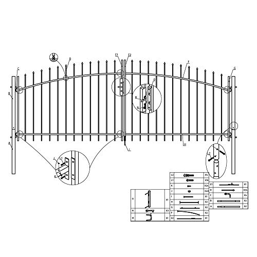 ALEKO DWGD13X5 DIY Arched Steel Dual Swing Driveway Gate Kit With Lock ...