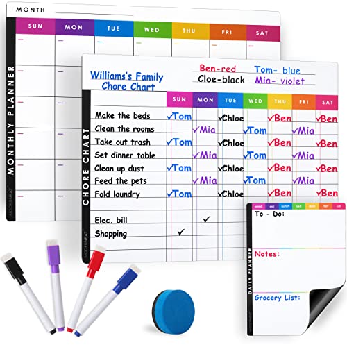 Magnetic Chore Chart Dry Erase Whiteboard Set - Chores Chart for ...