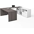 Amazon.com: Bestar i3 Plus U-Shaped Executive Desk, 72W, Bark Grey ...