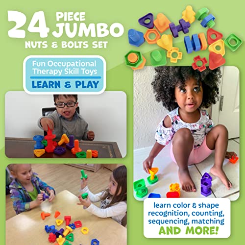 Skoolzy Nuts and Bolts 24 Piece Set Sensory Occupational Therapy STEM ...