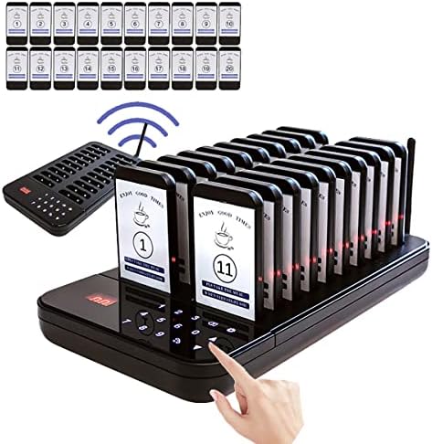 سعر Wireless Calling System, Restaurant Pager System, 999 Channel Touch Keypad + 20 Coaster ...