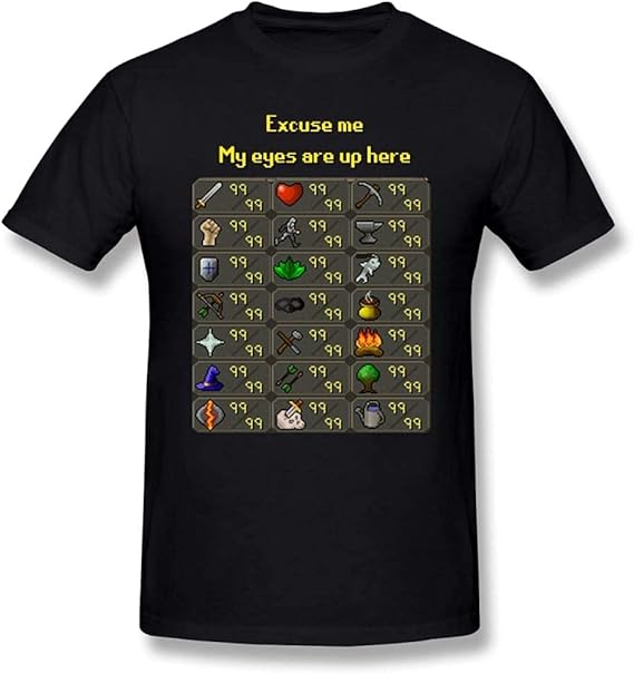 Runescape T-Shirt Runescape My Eyes are Up Here 100% Baumwolle Graphic ...