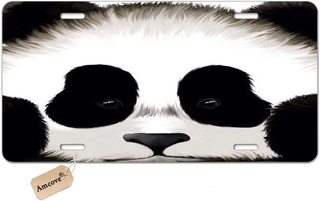 Amcove Custom Cute Panda License Plate Aluminum Metal License Plate Car ...
