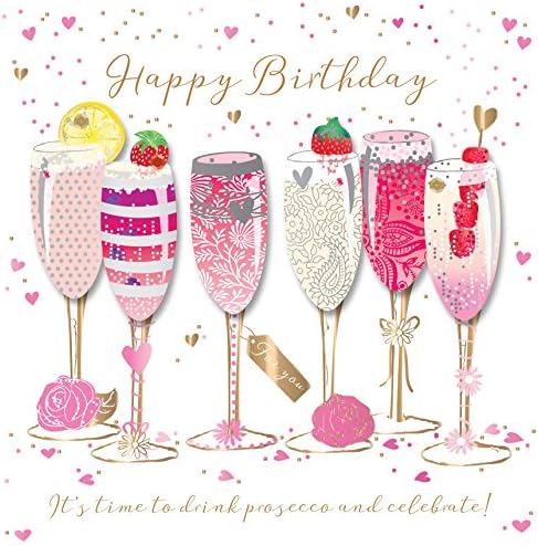 Happy Birthday Prosecco Handmade Embellished Greeting Card by Talking ...