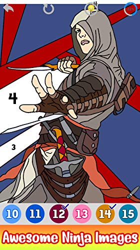 Amazon.com: Ninja Color by Number - Adult Paint + Glitter + Crayon ...