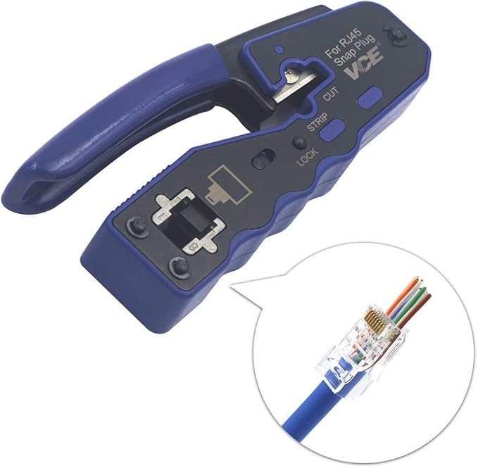 VCE Pass Through Crimping Tool RJ45 Crimper Feed thru: Amazon.co.uk ...