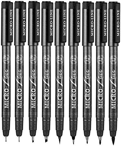 Hand Lettering Markers Set, 9 Size Permanent Black Calligraphy Pen for ...