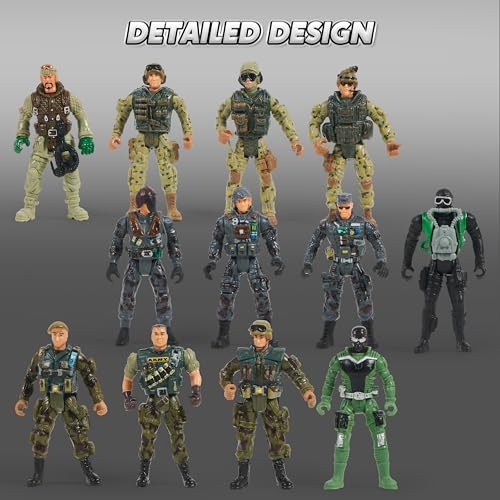 JOYIN 16 PCs Army Men Playset with 12 Realistic Army Ranger Men Action ...