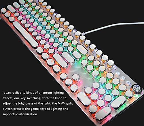 K820 Retro Steampunk Gaming Mechanical Keyboard-Blue Switch-RGB LED Backlit Illuminated Keyboard ...