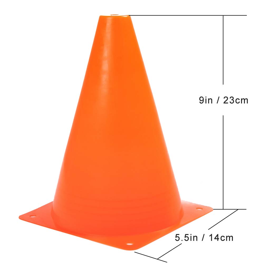 9 Inch Plastic Training Traffic Cones, Sport Cones, Agility Field ...