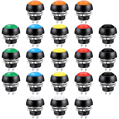 21 Pieces 12 mm Push Button Switch On/ Off Electronic Button Mini Round ...
