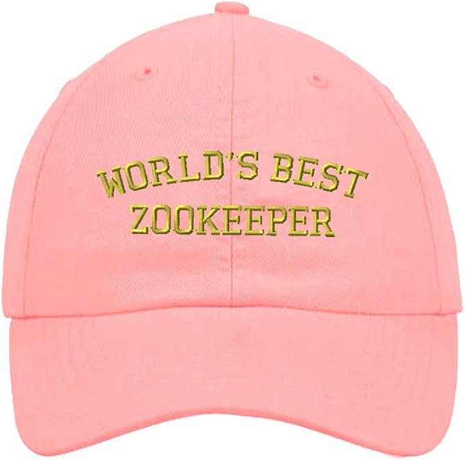 Worlds Best Zookeeper Embroidery Twill Cotton 6 Panel Low Profile Hat Soft Pink: Amazon.ca ...