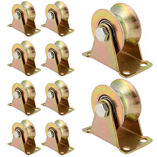 MANCHAP 10 Pack 2 Inch U Groove Wheel Pulley, Steel U-Type Groove Wheel ...