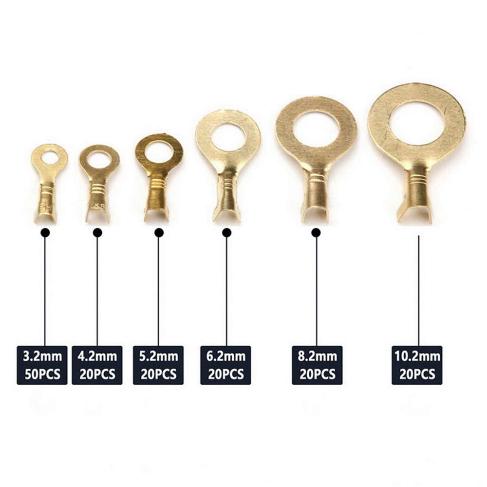 150Pcs Copper Ring Terminal Open Barrel Splice Cable Lug Wire ...