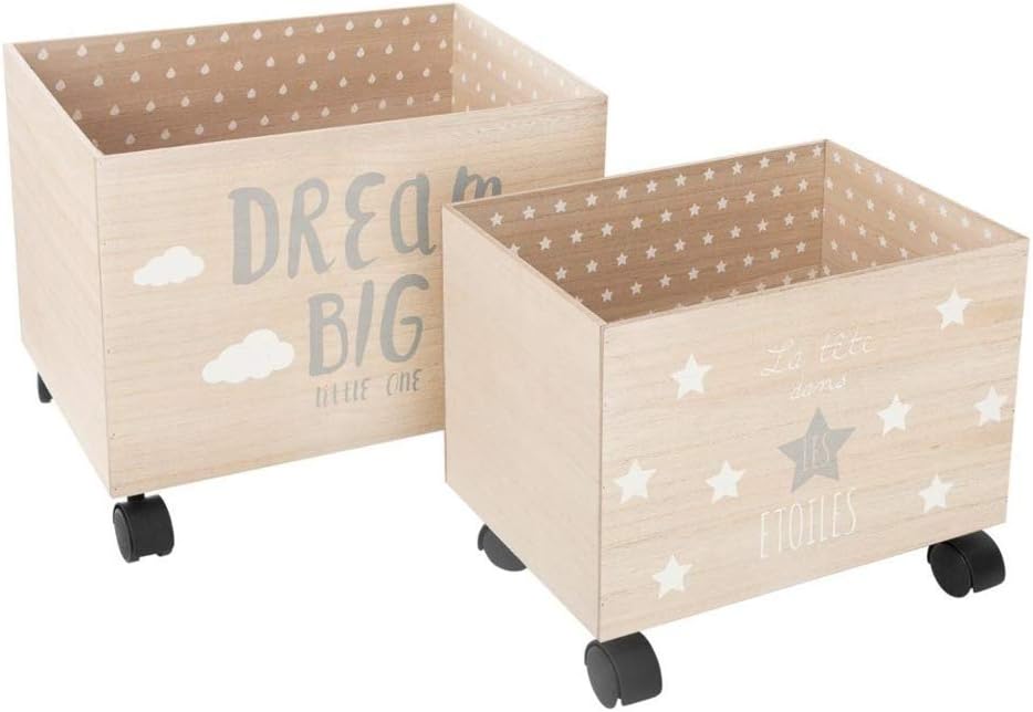 Atmosphera - 2 caisses de Rangement roulettes Blanc Gris - 127346C ...