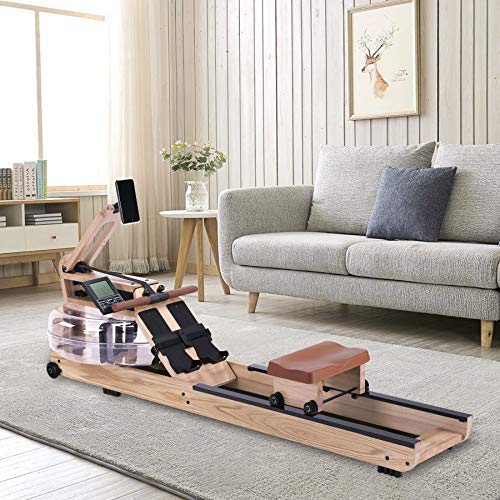 BATTIFE Water Resistance Rowing Machine with Tablet Stand Arm,Solid Oak ...