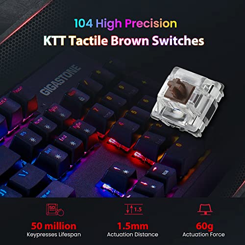 Gigastone GK-12 Mechanical Keyboard, Tactile Brown Switch, RGB LED ...
