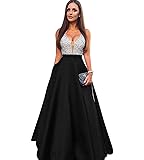 MACloth Women V Neck Sequin Wedding Formal Evening Gown Long Bridesmaid ...