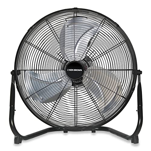 KEN BROWN 20 Inch High Velocity Floor Fan, 3-Blades, 3-Speed, 360 ...
