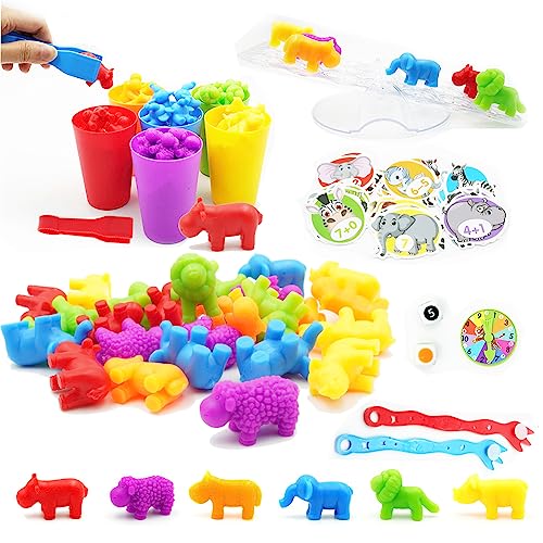 Counting Animals with Matching Sorting Cups Sorting toys Preschool ...