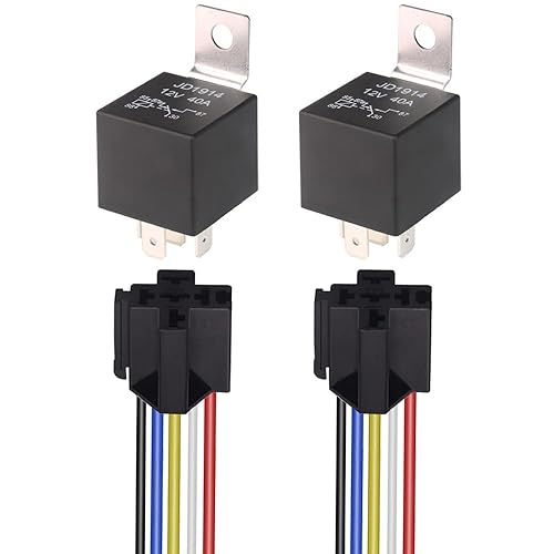 Gebildet JD1914 12V 40A Car Relay with 12AWG Harness Sockets, 5 Pin ...