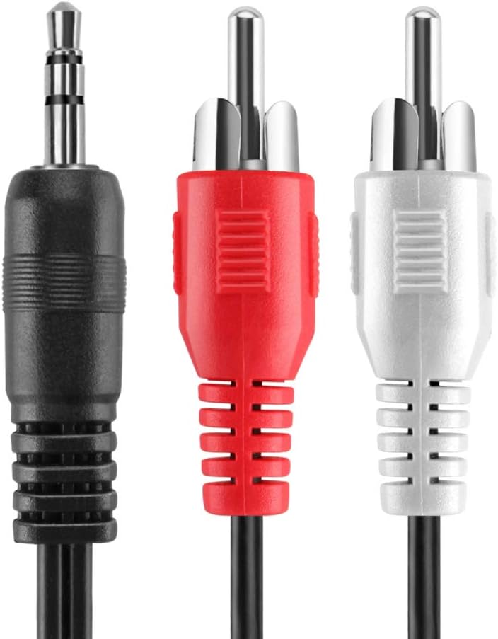 TNP 3.5mm to RCA Audio Cable (25 Feet) Bi-Directional Male to Male Gold ...