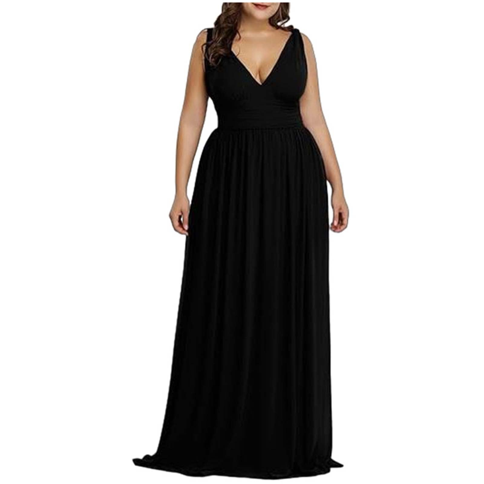 Zzalalana Women's Plus Size Formal Dresses Long Ball Gowns V-Neck ...