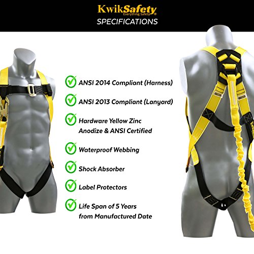 KwikSafety SCORPION | Safety Harness w/attached 6ft. Tubular Lanyard on back | OSHA Approved ...
