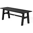 Amazon.com: VINGLI 47” Outdoor Bench Garden Bench HDPE Porch Bench w ...