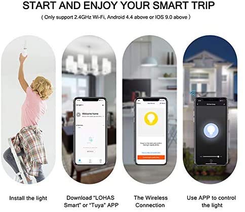 LOHAS Smart Light Bulb Dimmable LED Daylight Bulbs A19, WiFi LED Bulbs ...