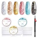 Amazon.com : Modelones Set 6 Color Glitter Gel Nail Polish + Painting ...