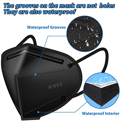 OKIAAS 25 Pack KN95 Face Mask, 5-Layer masks disposable kn95 Black,Face ...