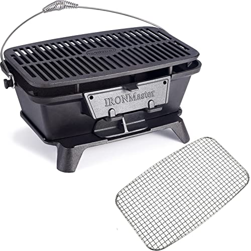 IronMaster CI-2020 Pre-Seasoned Large Cast Iron Charcoal Grill and ...