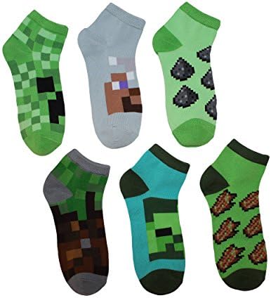 Minecraft Creeper Boys Ankle Socks 6 Pairs M/L Shoe Size 3-10 price in ...
