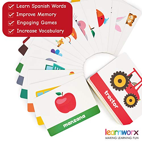 Spanish Flash Cards for Kids & Toddlers - 101 Cards - 202 Sides - Learn ...