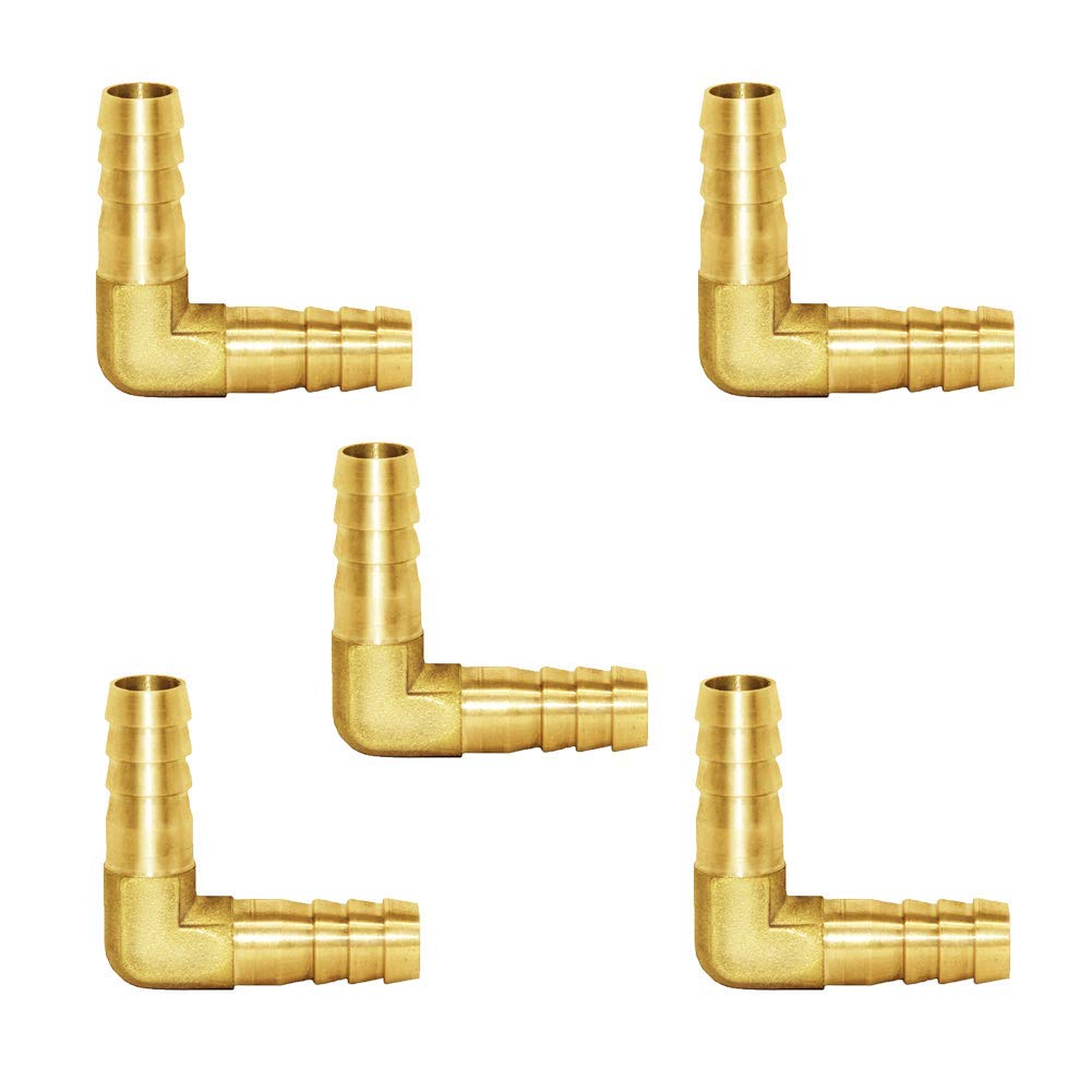 Joywayus 5Pcs 1/2" 12mm Hose ID/Hose Barb 90 Degree L Right Angle Elbow Union Brass Fitting ...