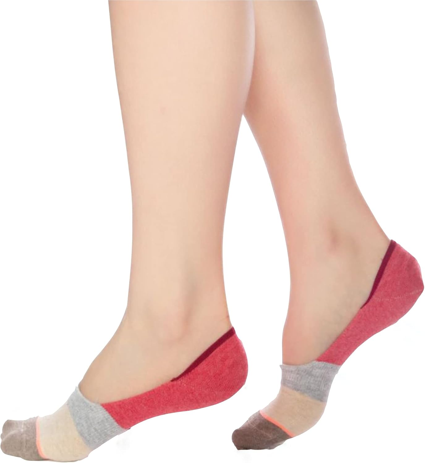 Women's no show socks, 6 pairs multipack, striped multicolour invisible ...